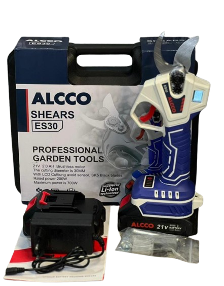 قیچی شارژی باغبانی ALCCO | 20V | 2 باتری | 30 میلی‌متر | مشخصات و خرید